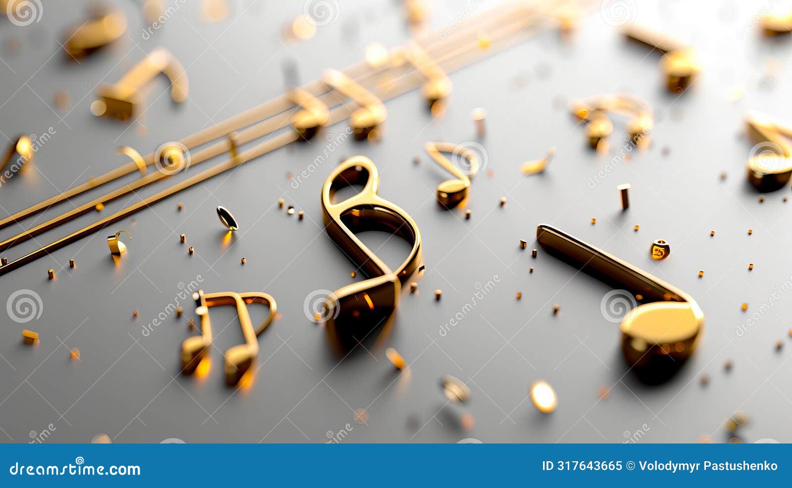 Gold Music Notes On Wavy Lines Royalty-Free Stock Image | CartoonDealer ...