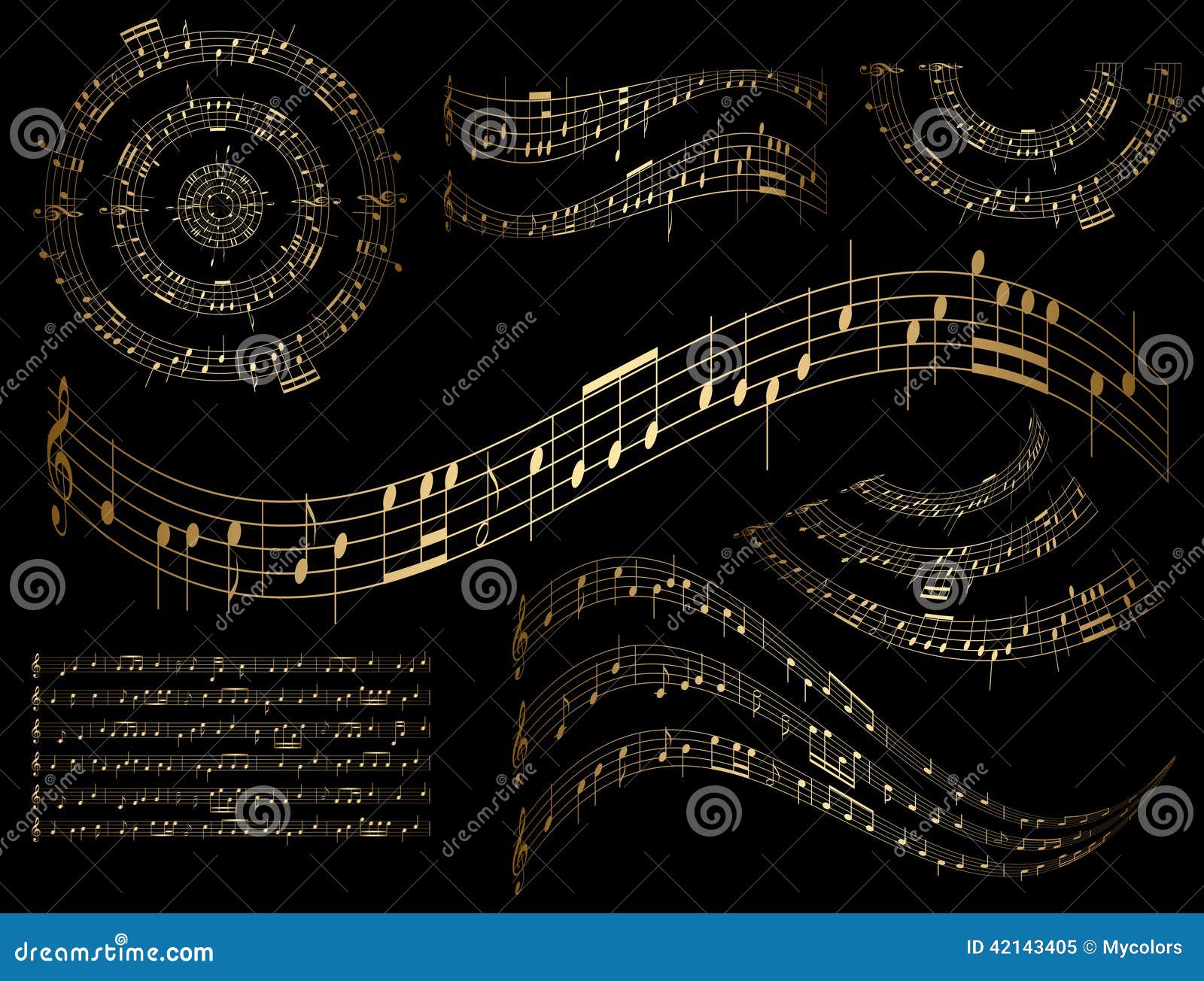 Gold Vector Musical Design Elements - Set Stock Vector - Illustration ...