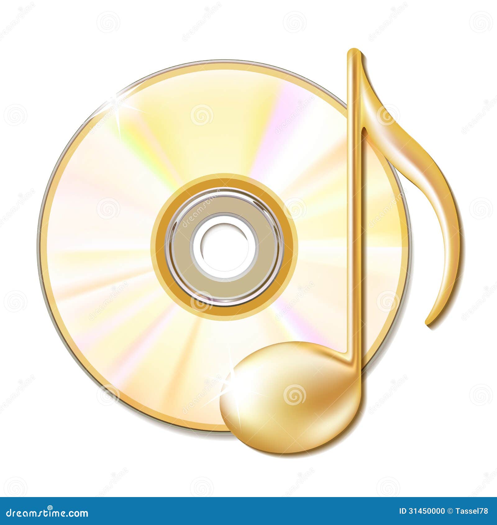 Gold Musical Note and Cd Disk Stock Vector - Illustration of music ...