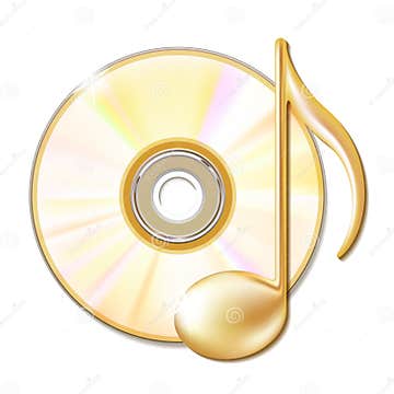 Gold Musical Note and Cd Disk Stock Vector - Illustration of music ...