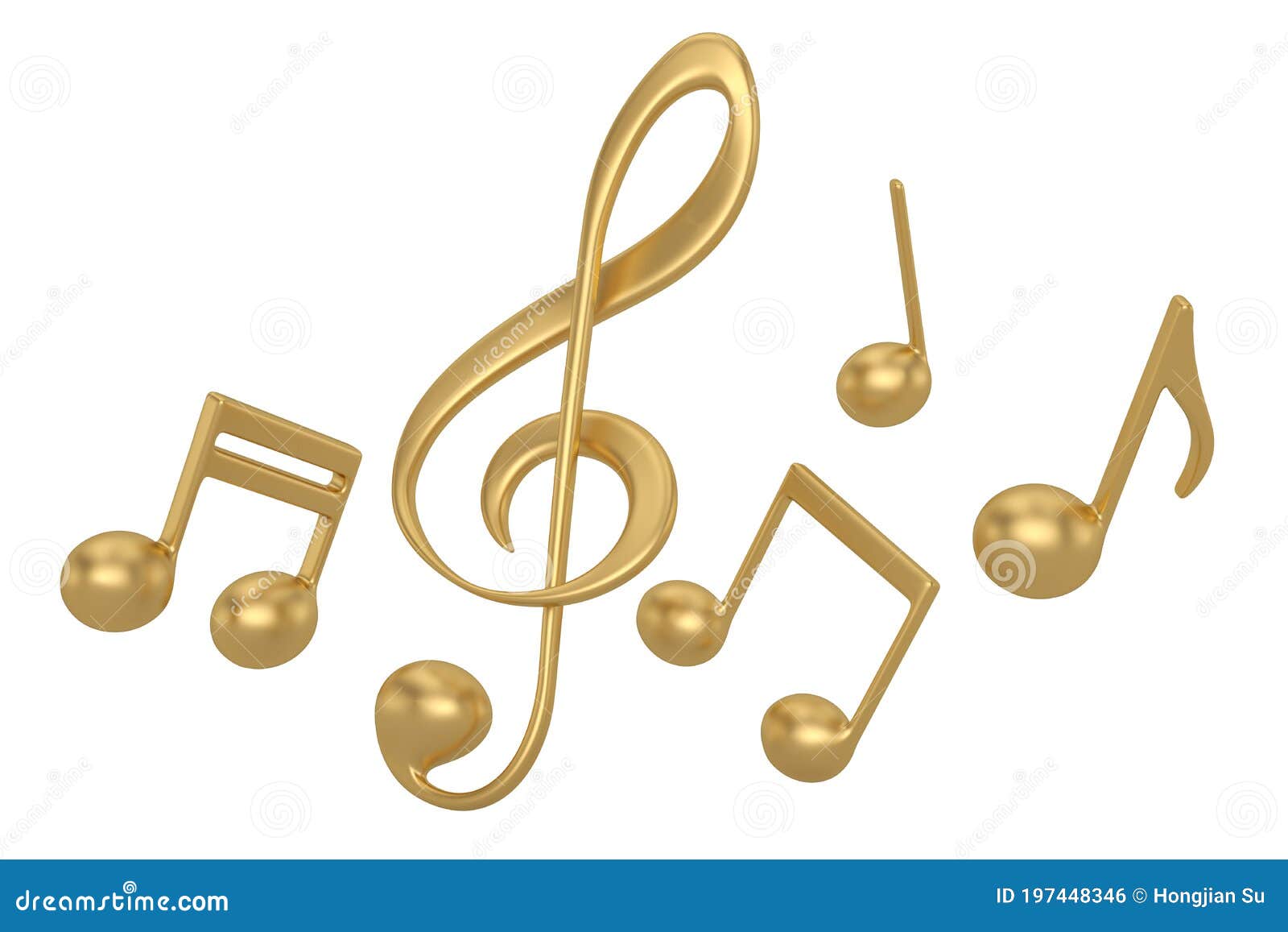 Gold Musical Note Isolated on White Background, 3D Render. 3D ...