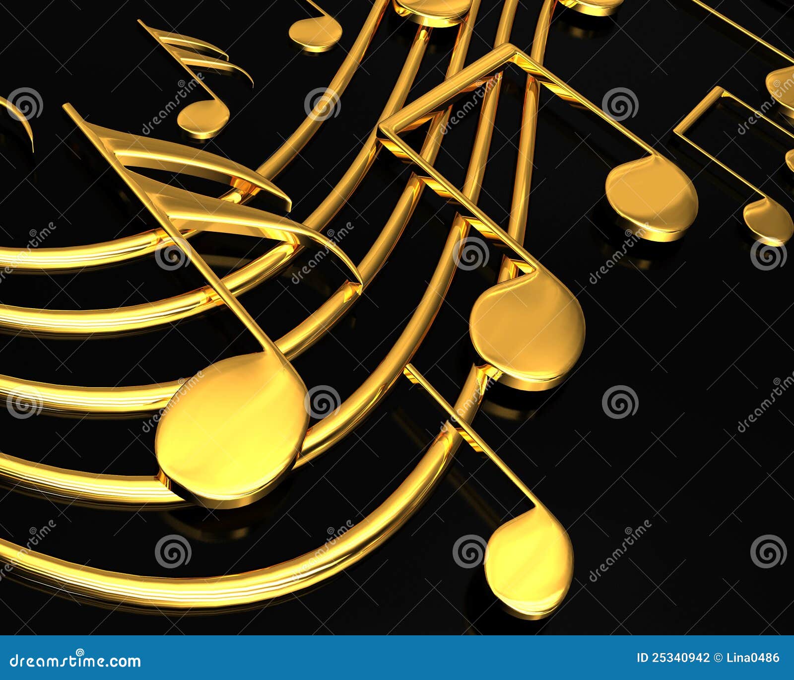 Gold musical notes stock illustration. Illustration of curve - 25340942