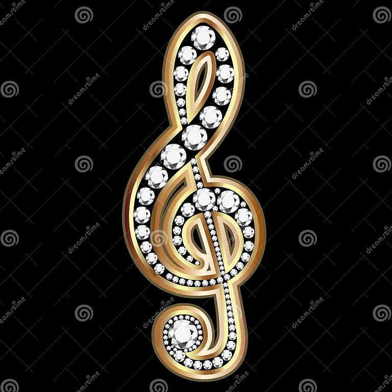 Gold Musical Notes and Diamonds Stock Vector - Illustration of design ...