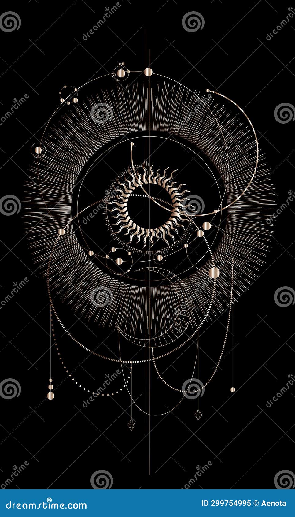 Gold Mystical Symbol - Visualization of Sacred Geometry Vector ...