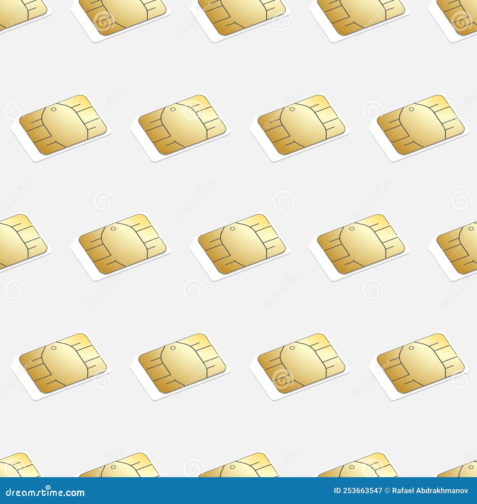 Gold Nano Sim Card Seamless Pattern. Vector Illustration of a ...