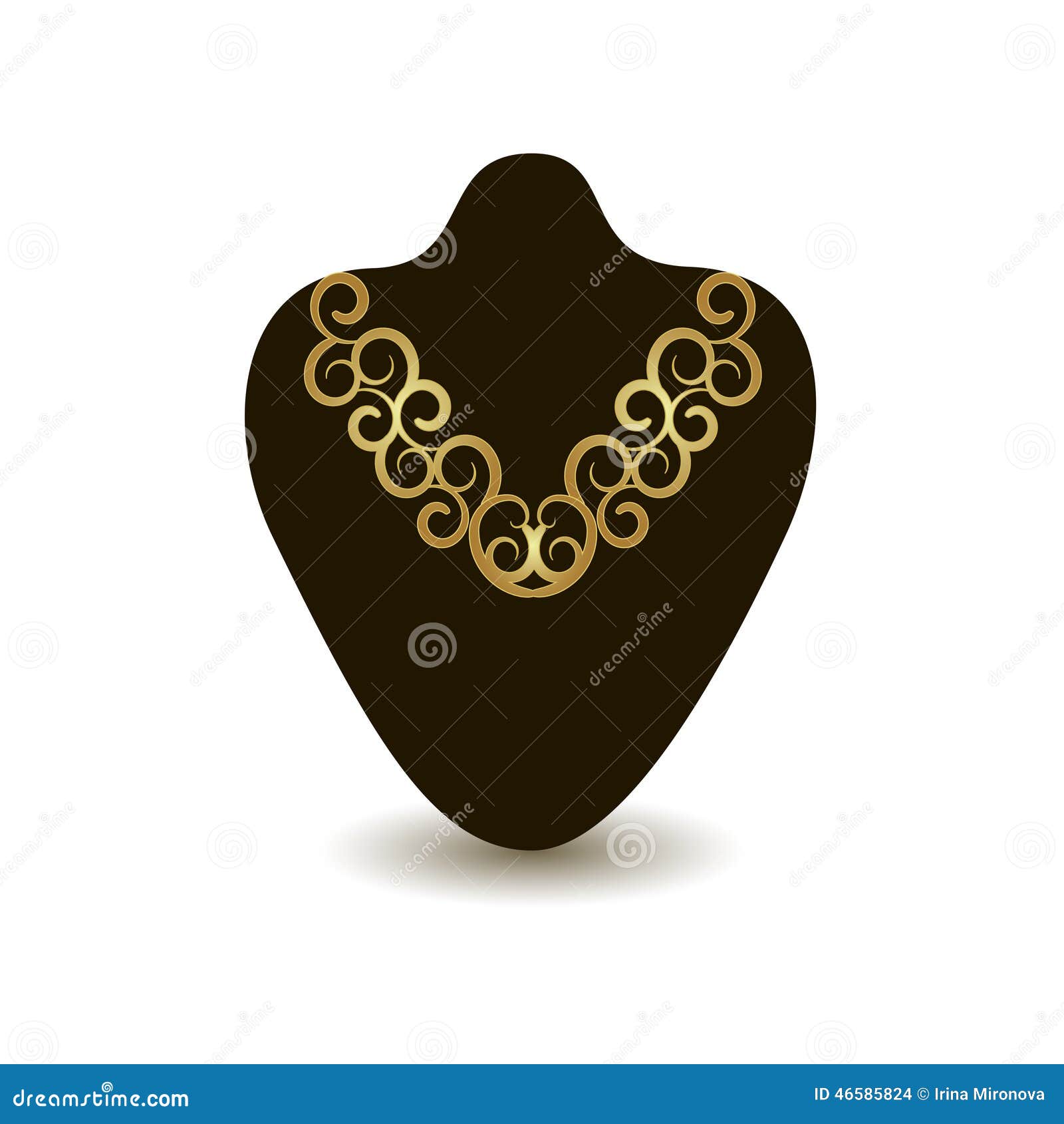 Gold Necklace on a Black Mannequin Stock Vector - Illustration of chain ...