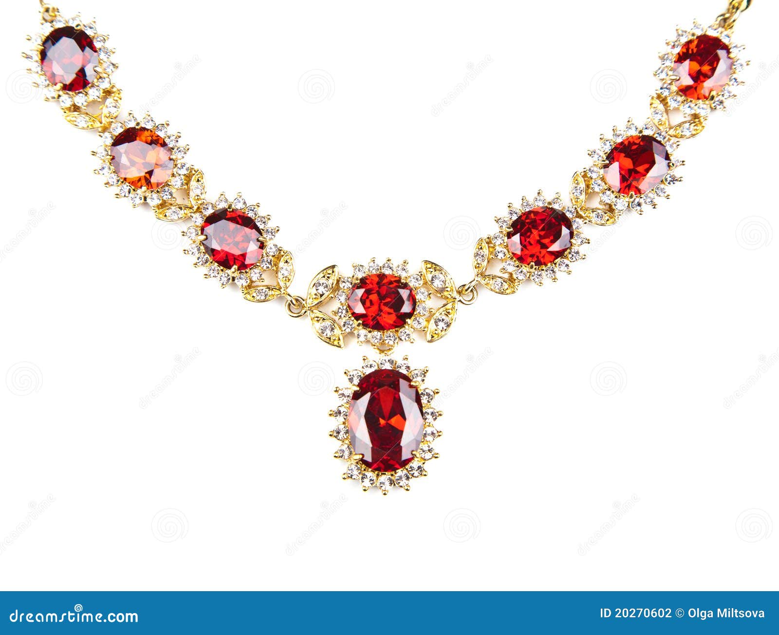 Gold Necklace with Gems Isolated Stock Photo - Image of jewelry, gold ...