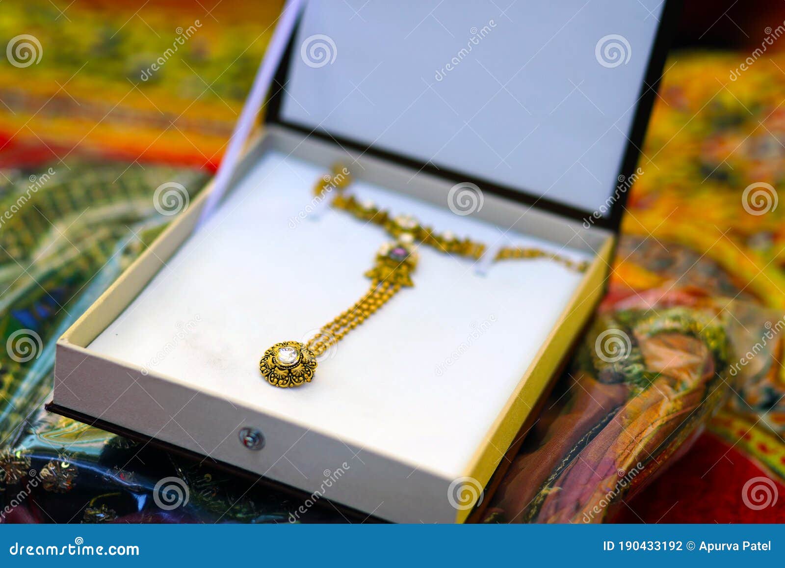 Gold Necklace with Box in Wedding Function Stock Photo - Image of ...