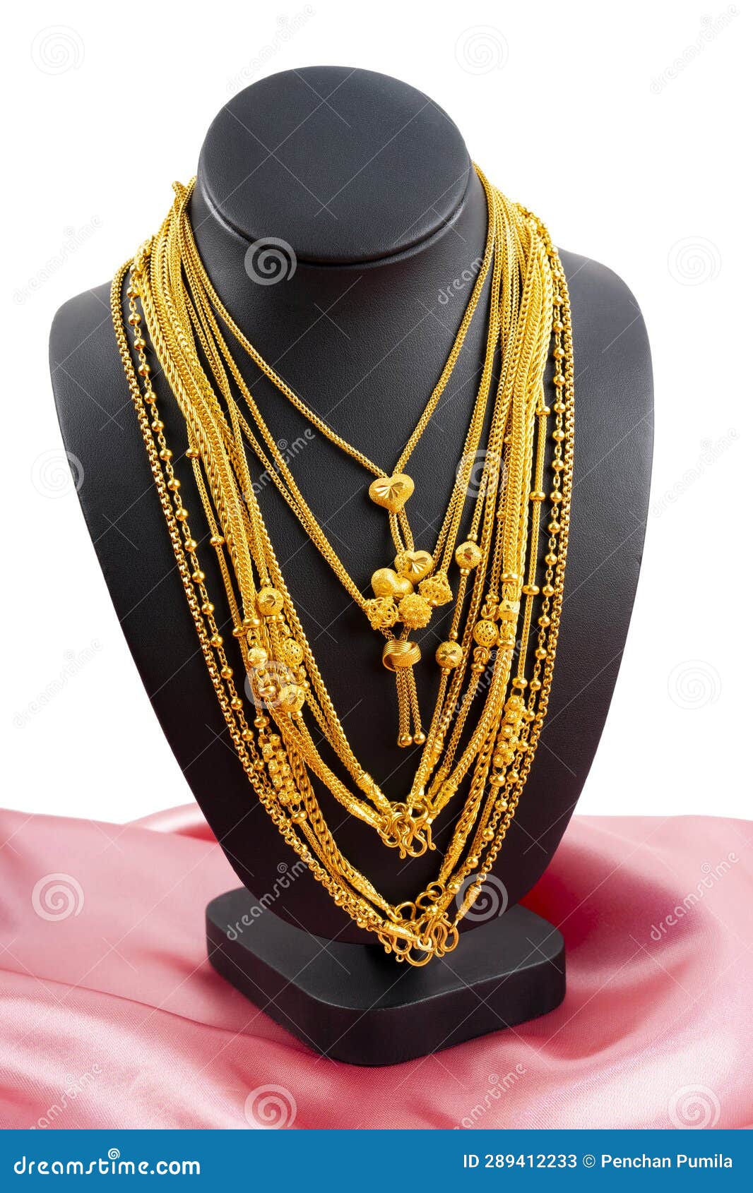 The Gold Necklaces on Necklace Display Stand Stock Image - Image of ...