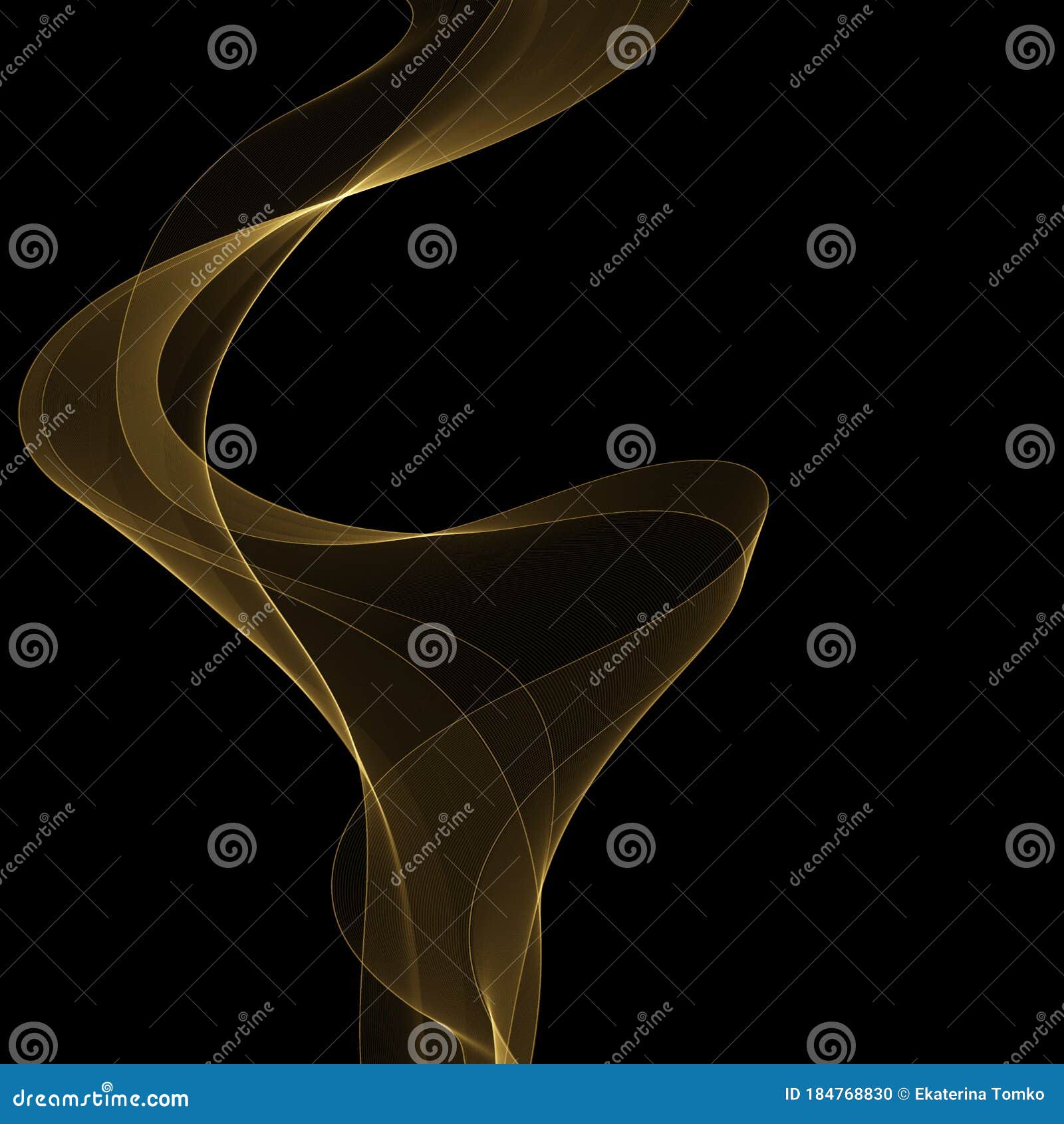 Gold Neon Waves. Abstract Curves. Vector Background Stock Illustration ...