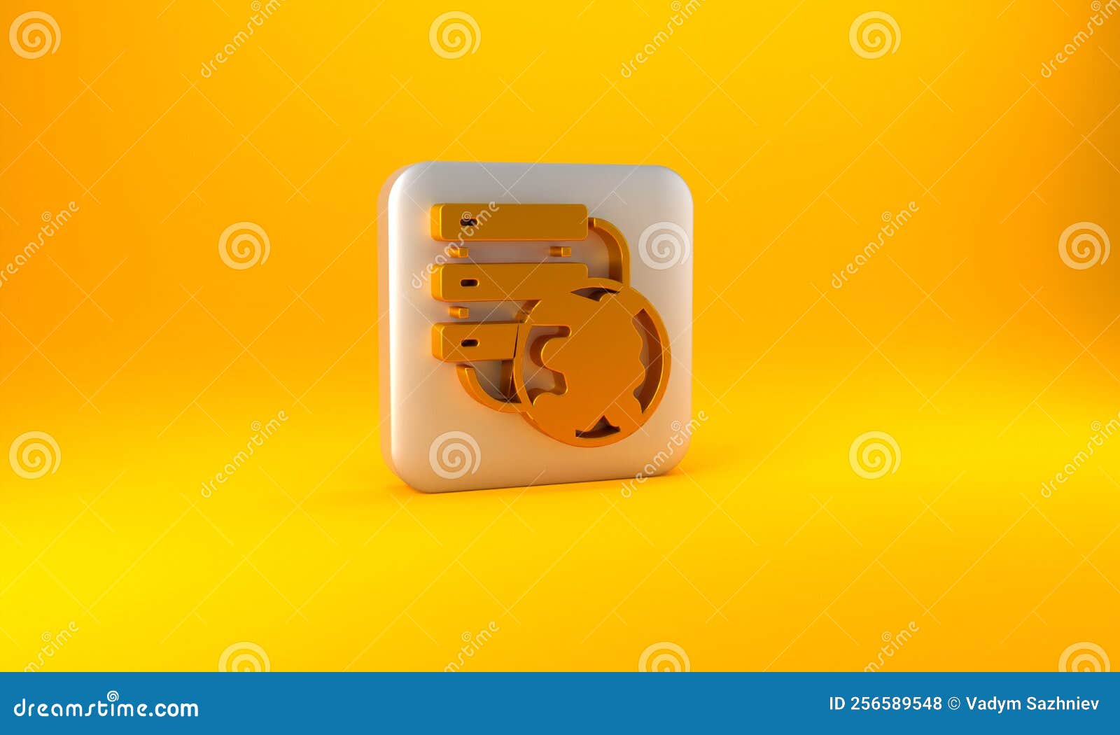 Gold Network Cloud Connection Icon Isolated on Yellow Background ...