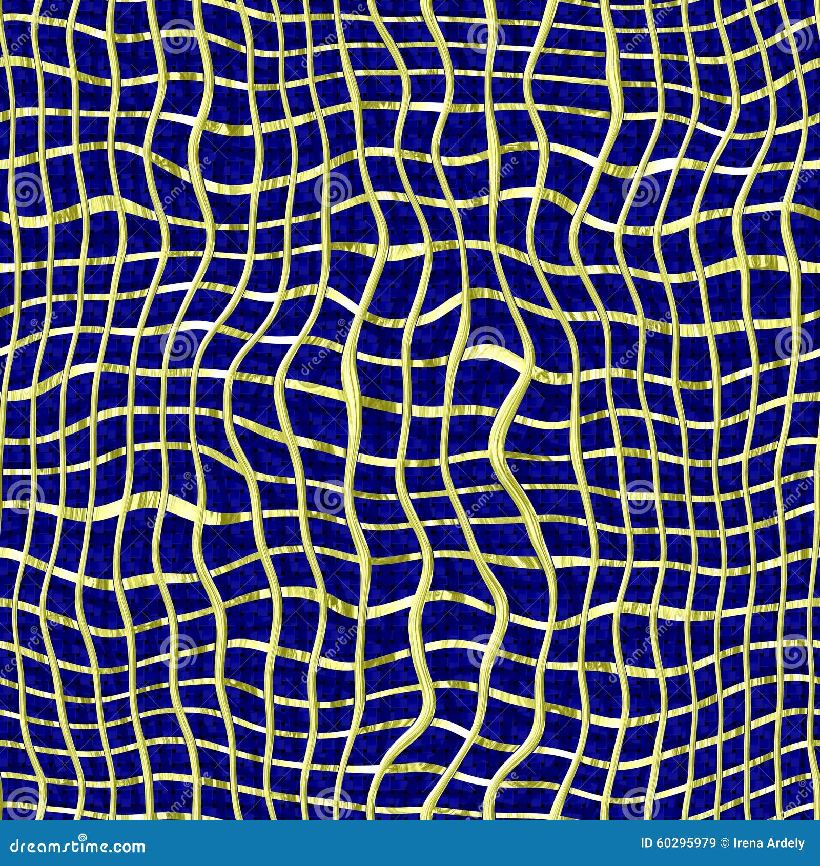 Gold Network Grid on Blue Knit Textile Seamless Pattern Texture ...