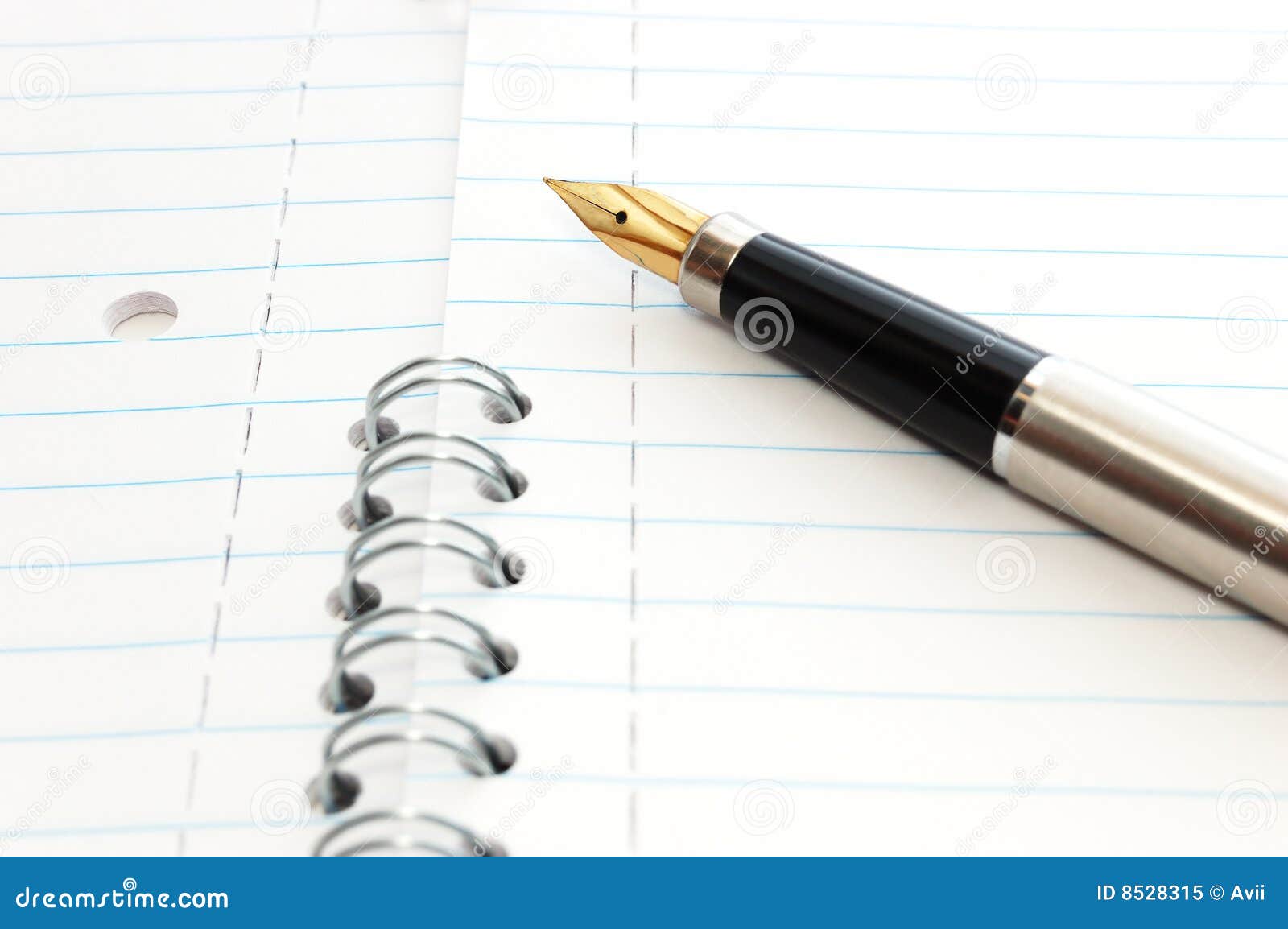 A Gold Nibbed Pen on a Notepad Stock Image - Image of lead ...