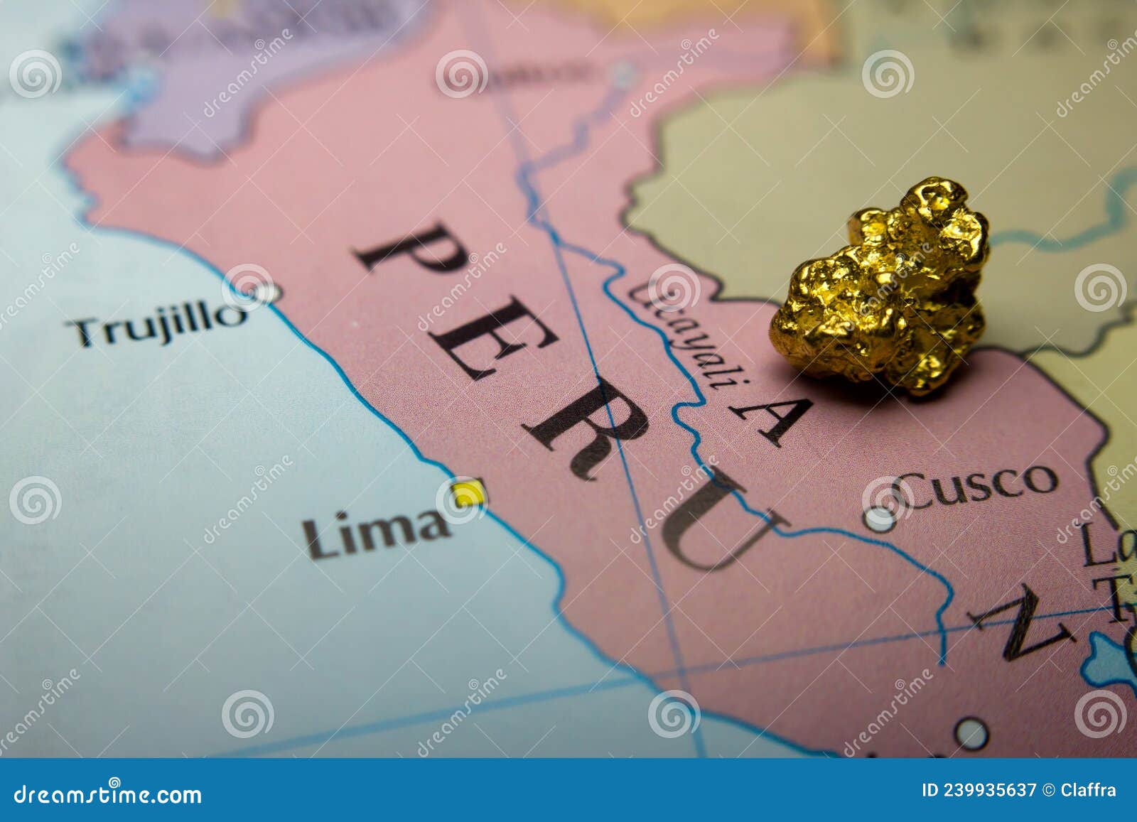 Gold-nugget and a Map of Peru Stock Image - Image of crisis, africa ...
