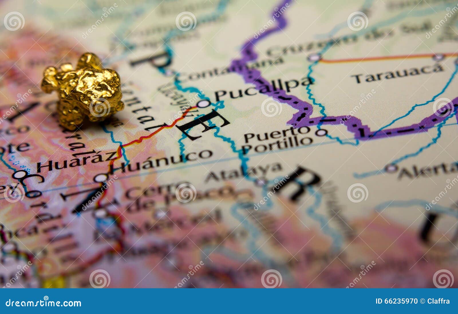 Gold Nugget and Map of Peru Stock Photo - Image of geology, economic ...