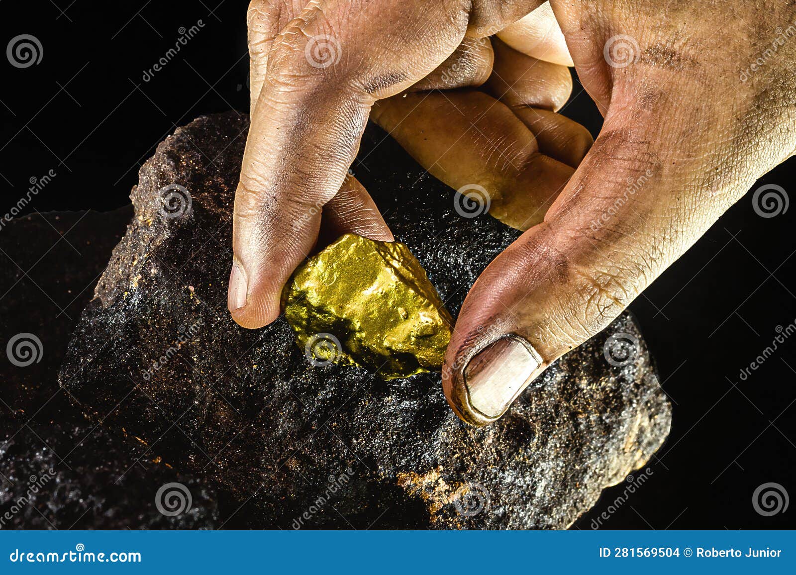 Gold Nugget in a Miner S Hand, Hidden Gold Stone Stock Photo - Image of ...
