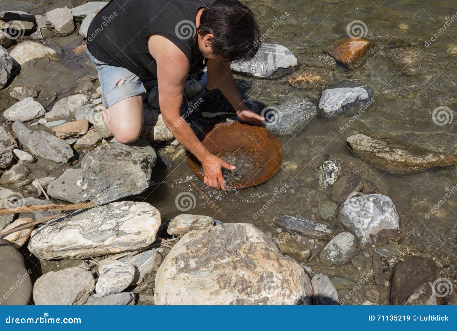 Gold Nugget Mining from the River Stock Image - Image of creek, metal ...