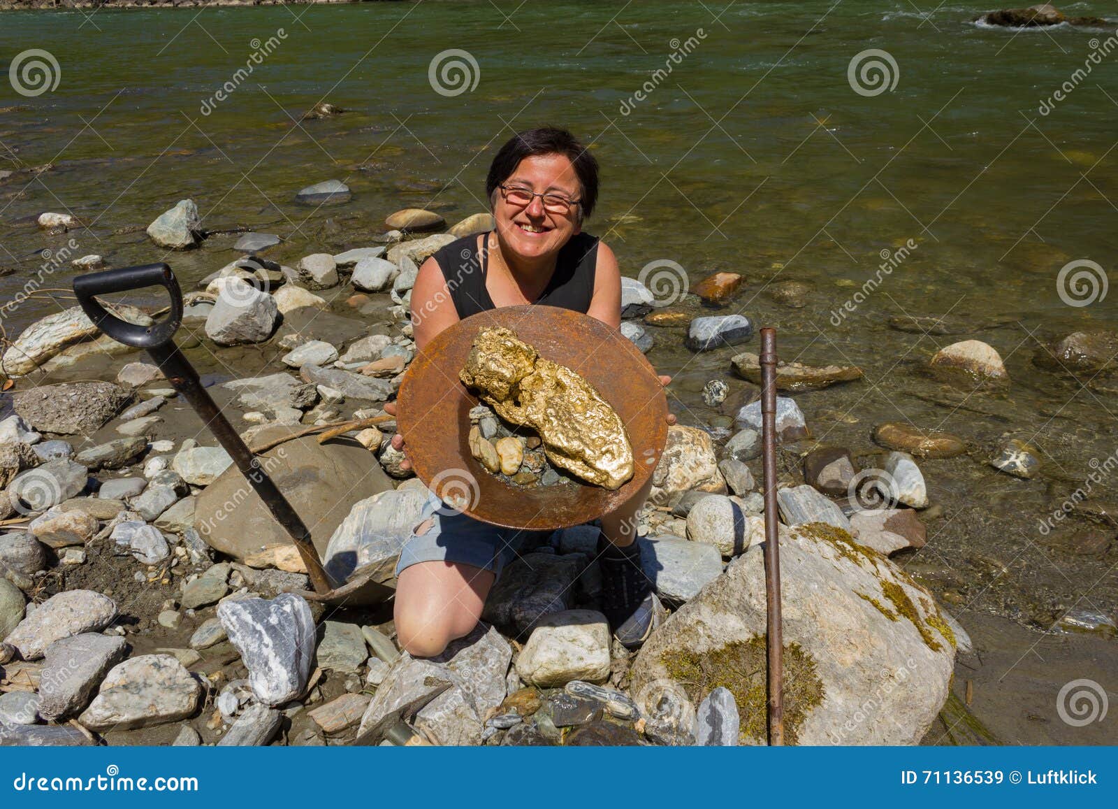 Gold Nugget Mining from the River Stock Image - Image of mountain ...