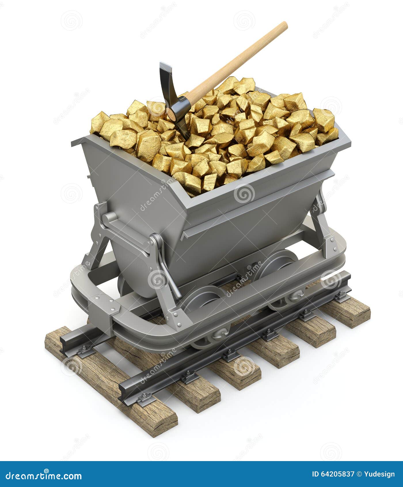 Gold Nuggets in the Mining Cart Stock Illustration - Illustration of ...