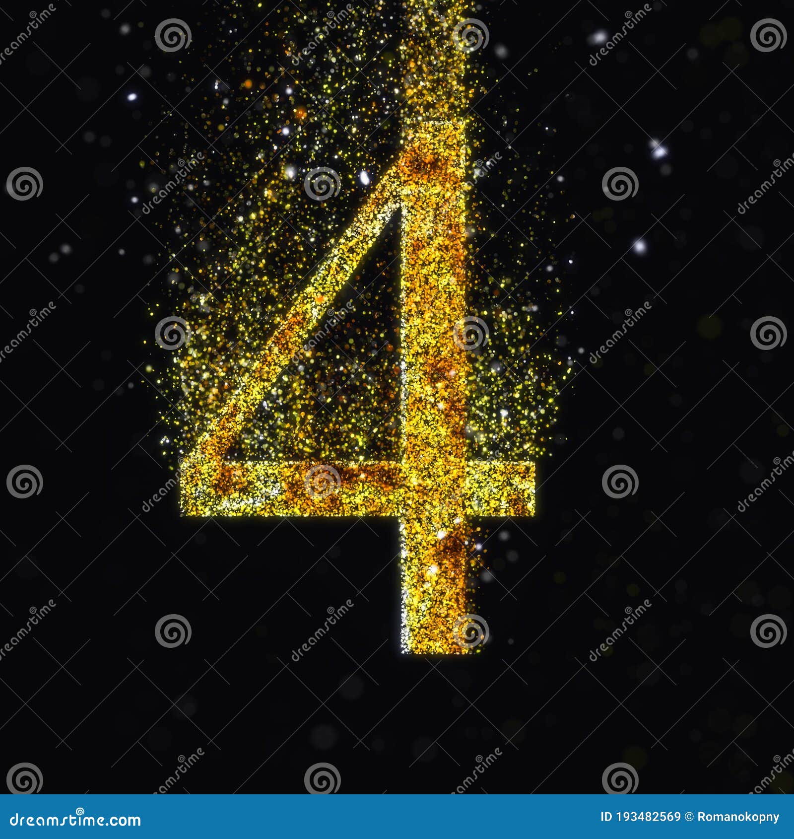 Gold number 4 stock illustration. Illustration of gold - 193482569