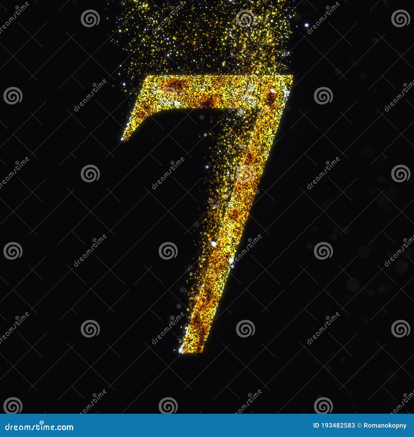 Gold number 7 stock illustration. Illustration of style - 193482583