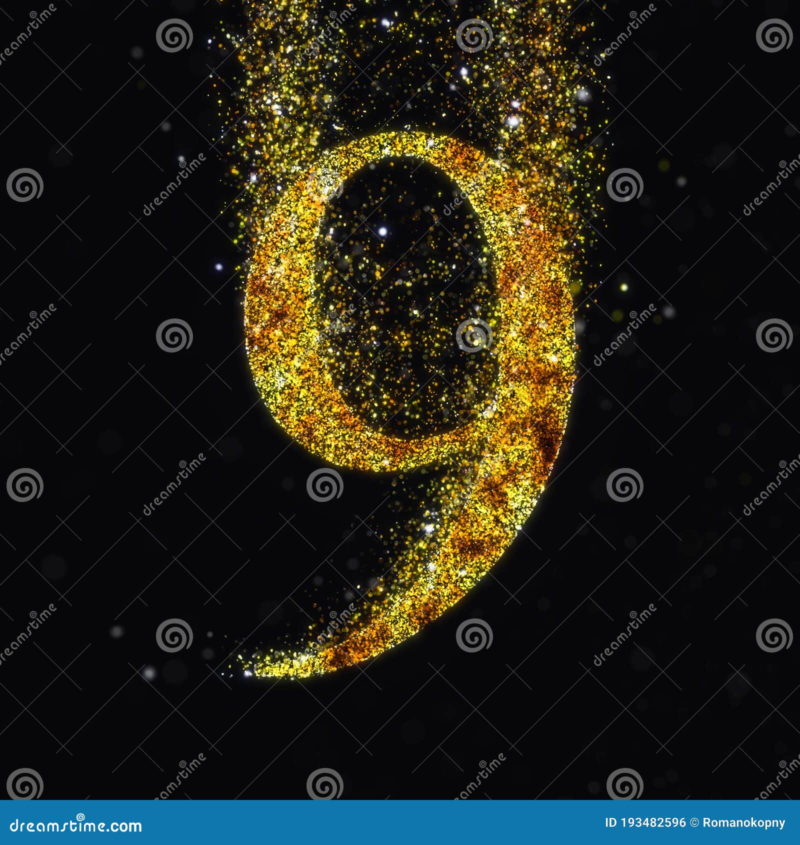 Gold number 9 stock illustration. Illustration of character - 193482596