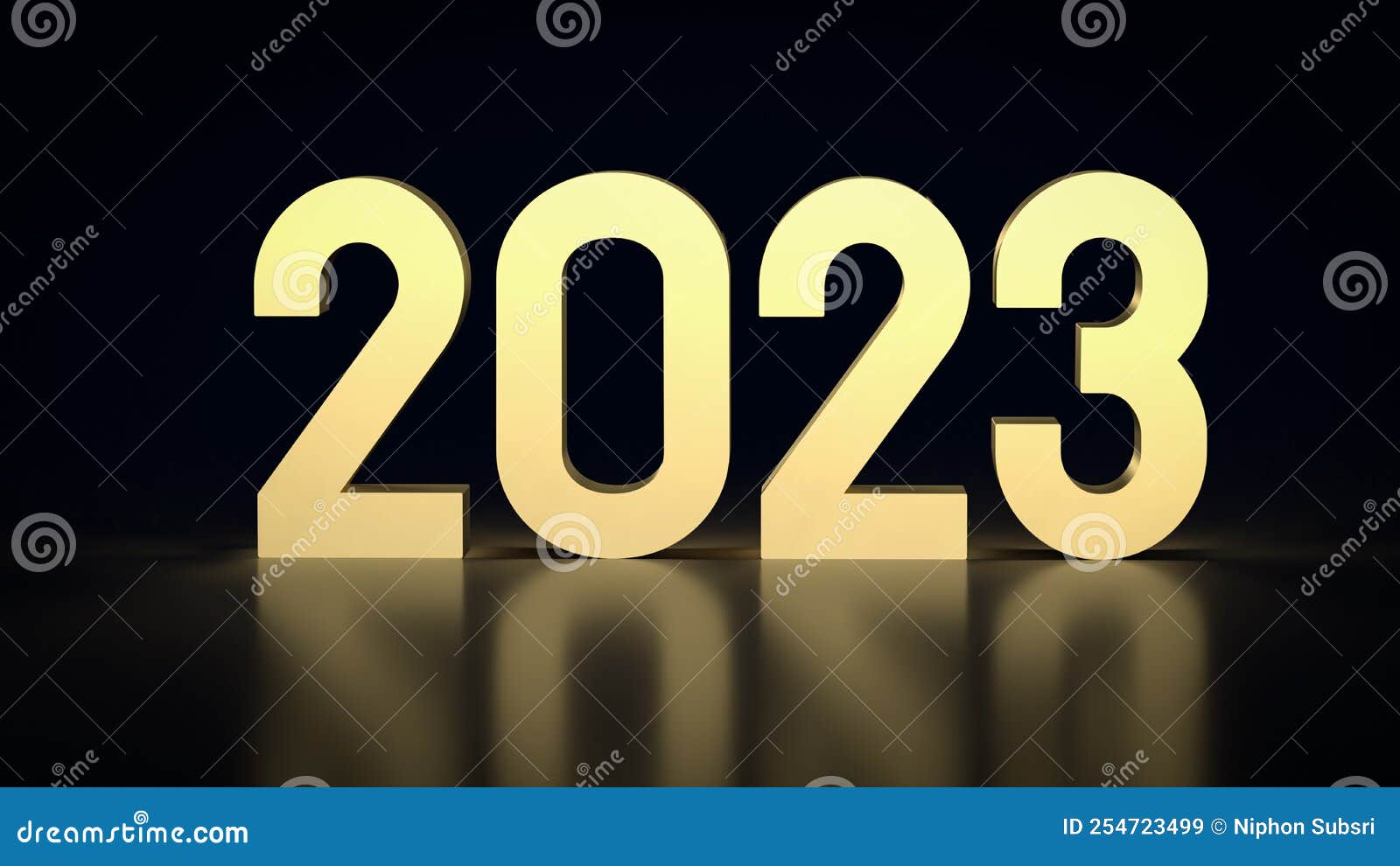 The Gold Number 2023 in Black Background 3d Rendering Stock ...