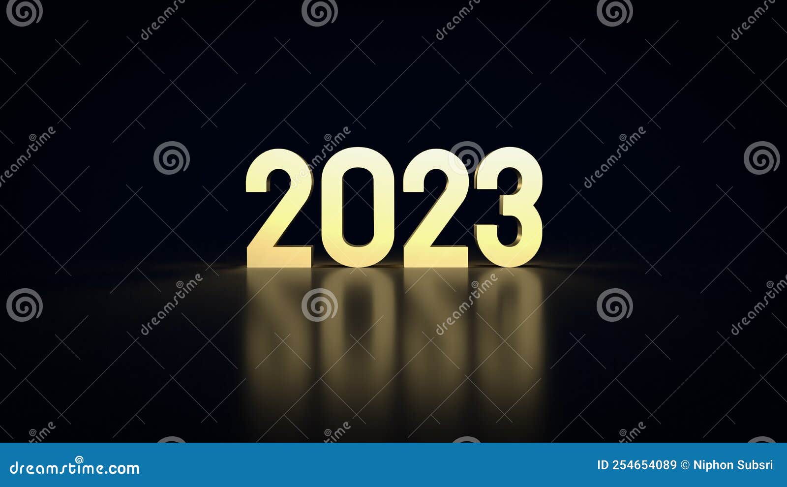 The Gold Number 2023 in Black Background 3d Rendering Stock ...