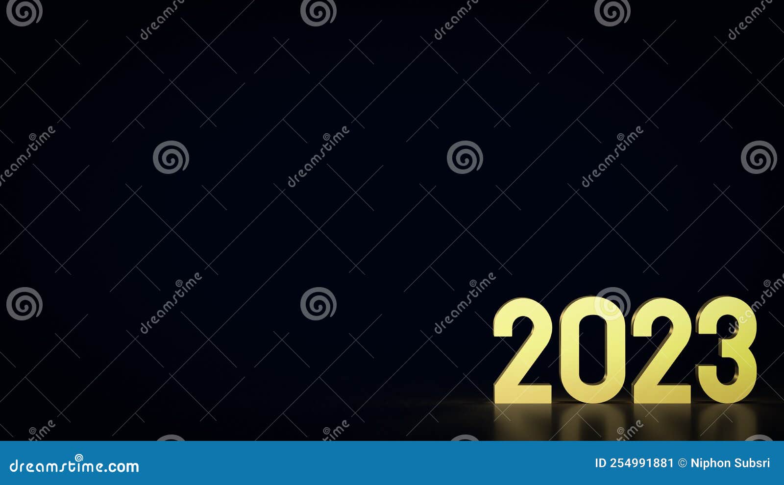 The Gold Number 2023 in Black Background 3d Rendering Stock ...