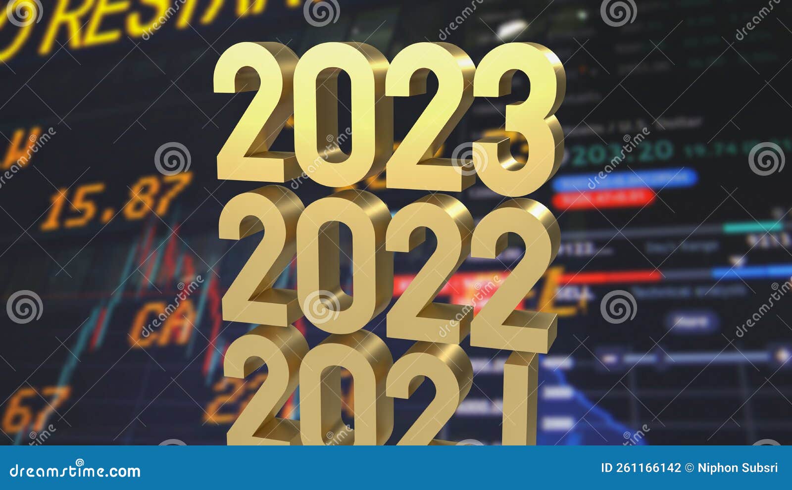 The Gold Number 2023 on Business Background 3d Rendering Stock ...