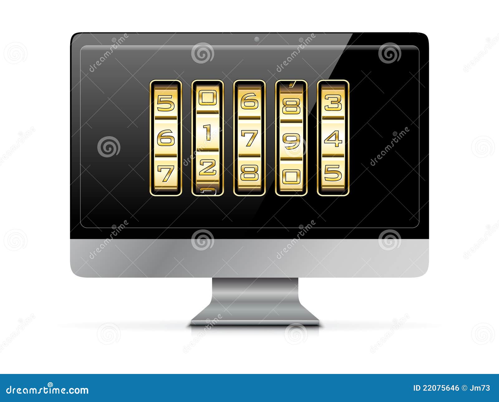 Gold Number Code on a Computer Stock Vector - Illustration of metal ...