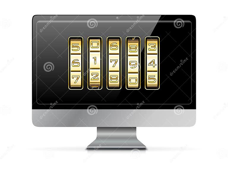 Gold Number Code on a Computer Stock Vector - Illustration of metal ...