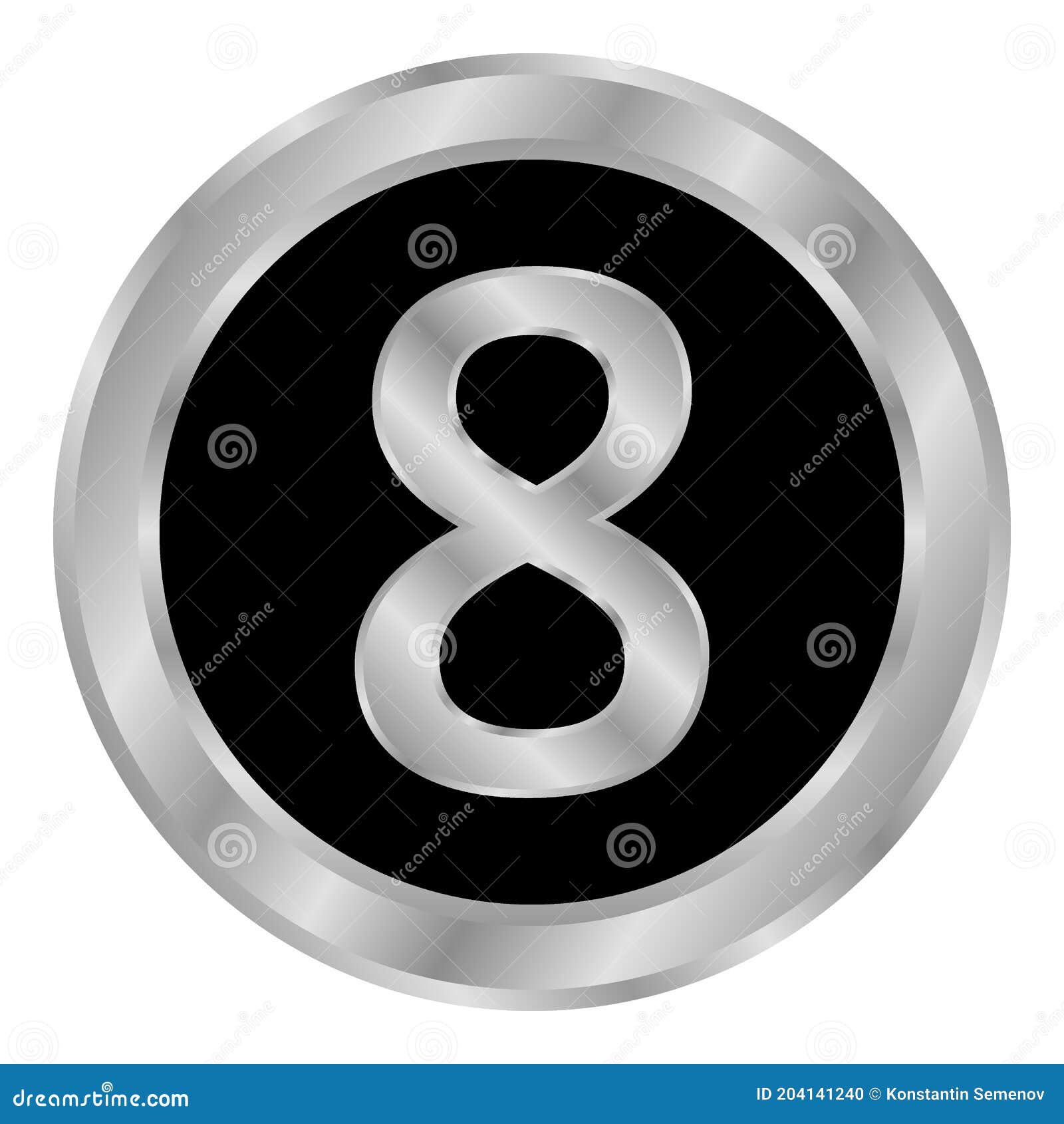Gold number eight button stock illustration. Illustration of math ...