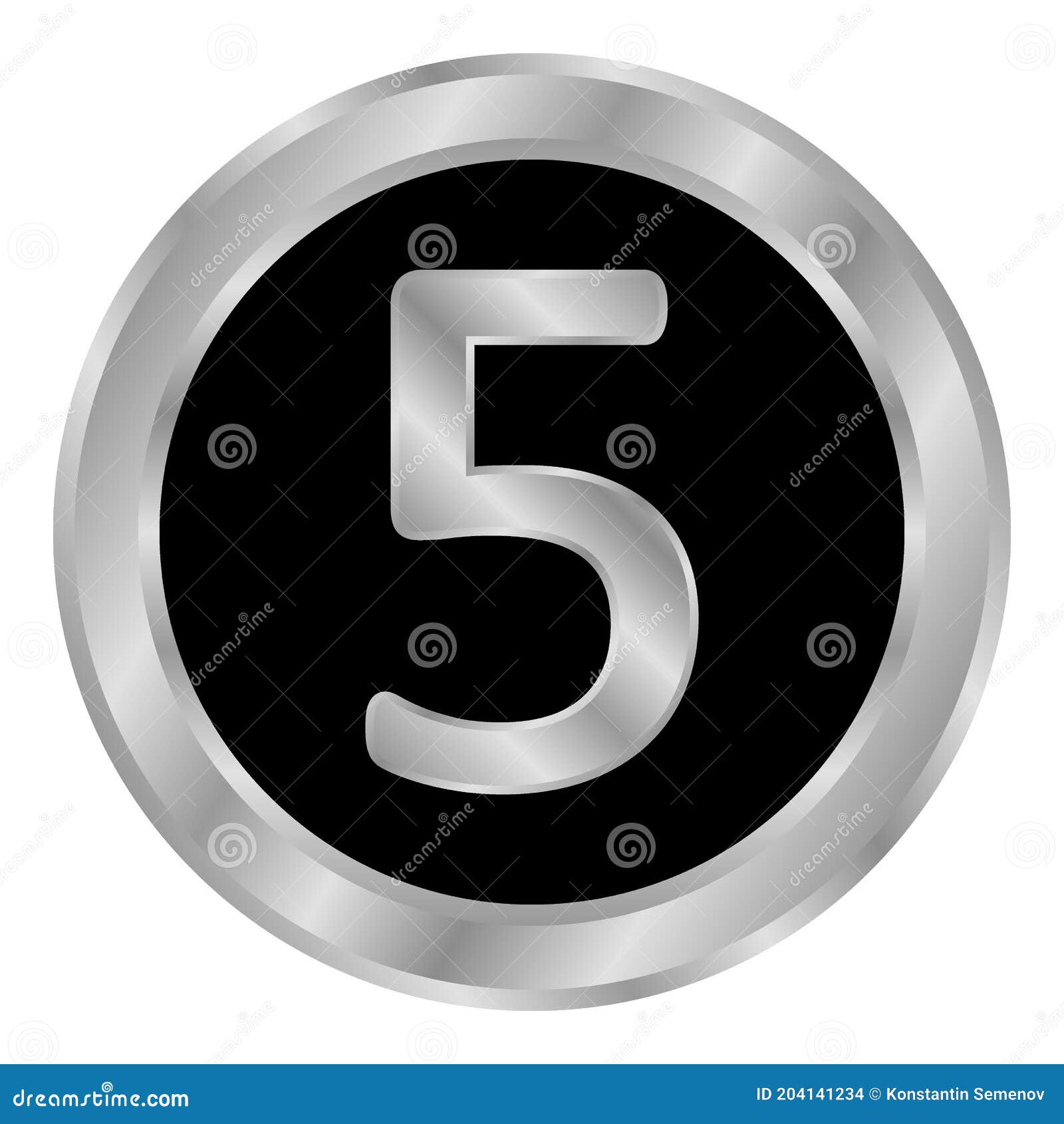 Gold number five button stock illustration. Illustration of number ...