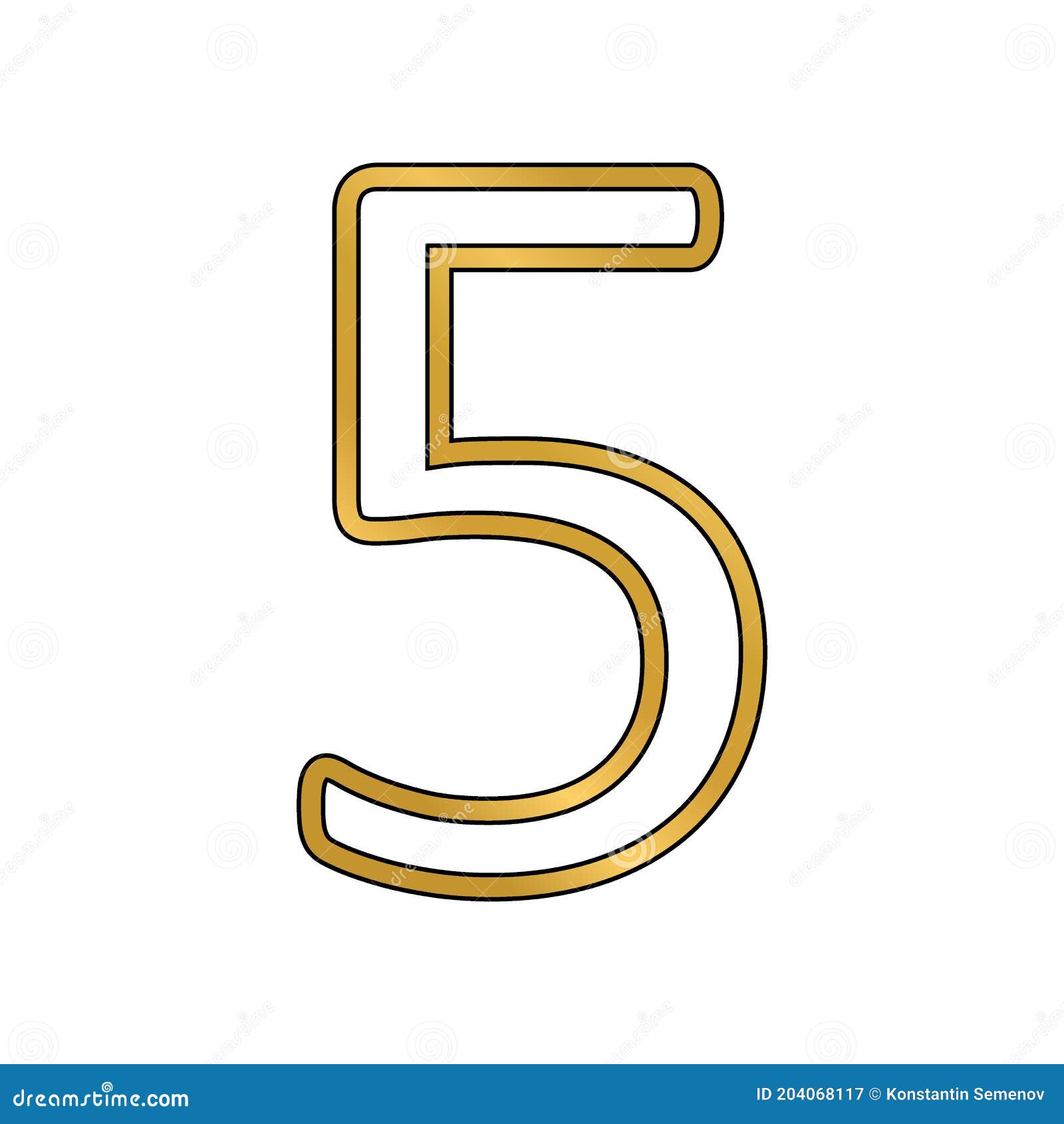 Gold number five symbol stock illustration. Illustration of digit ...