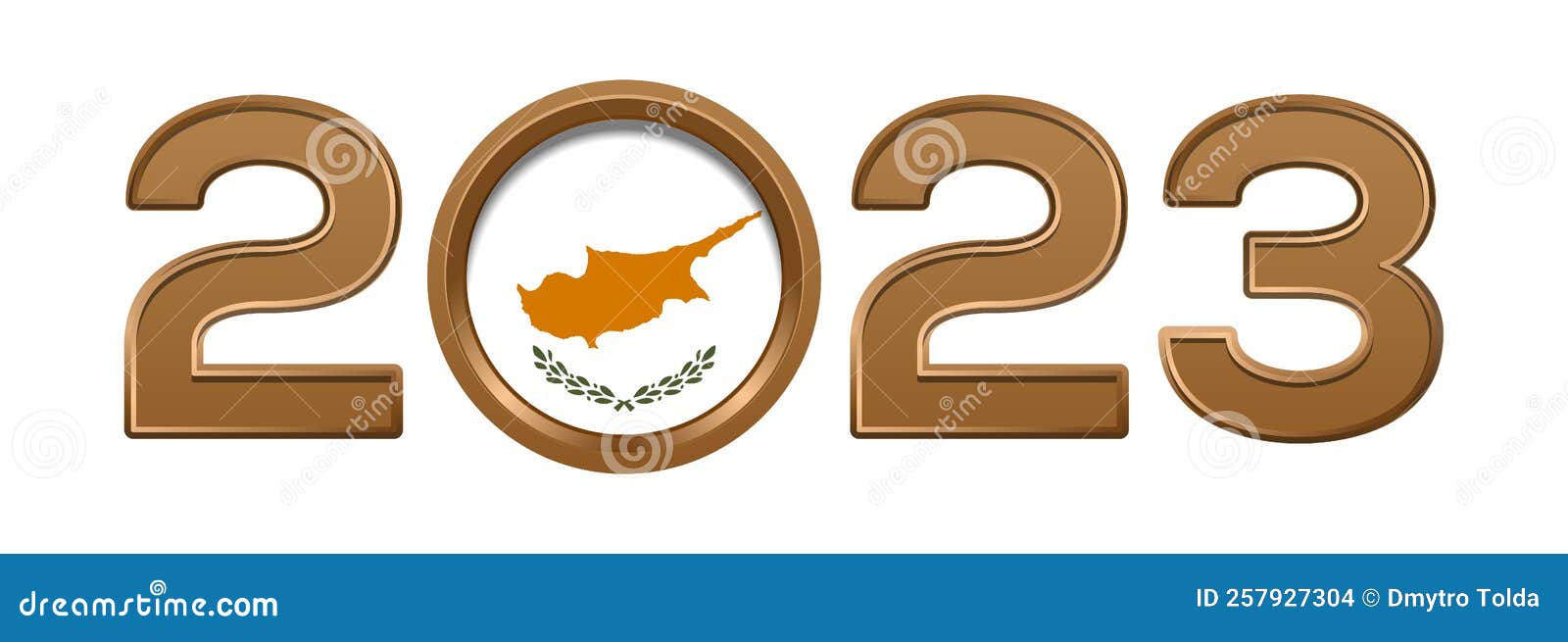 2023 Gold Number with the Flag of Cyprus Inside Stock Vector ...