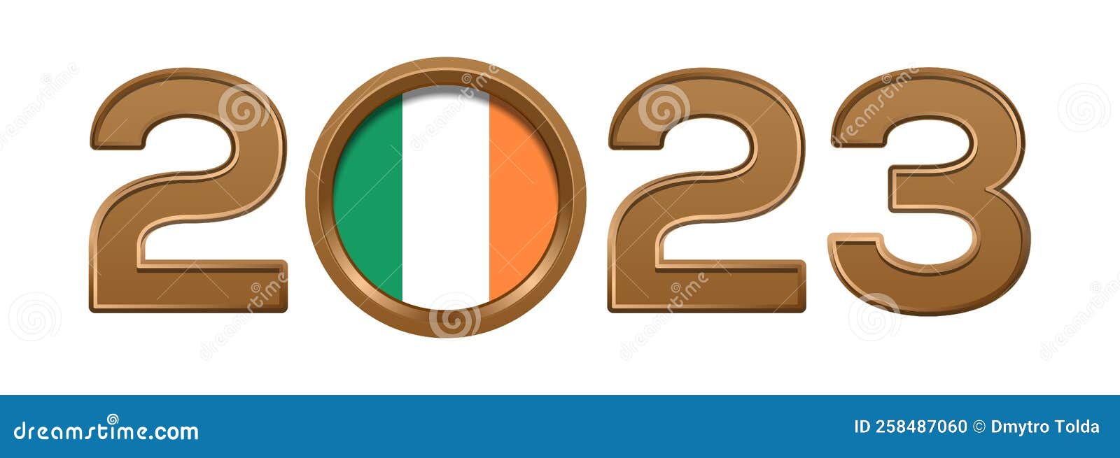 2023 Gold Number with the Flag of Ireland Inside Stock Vector ...