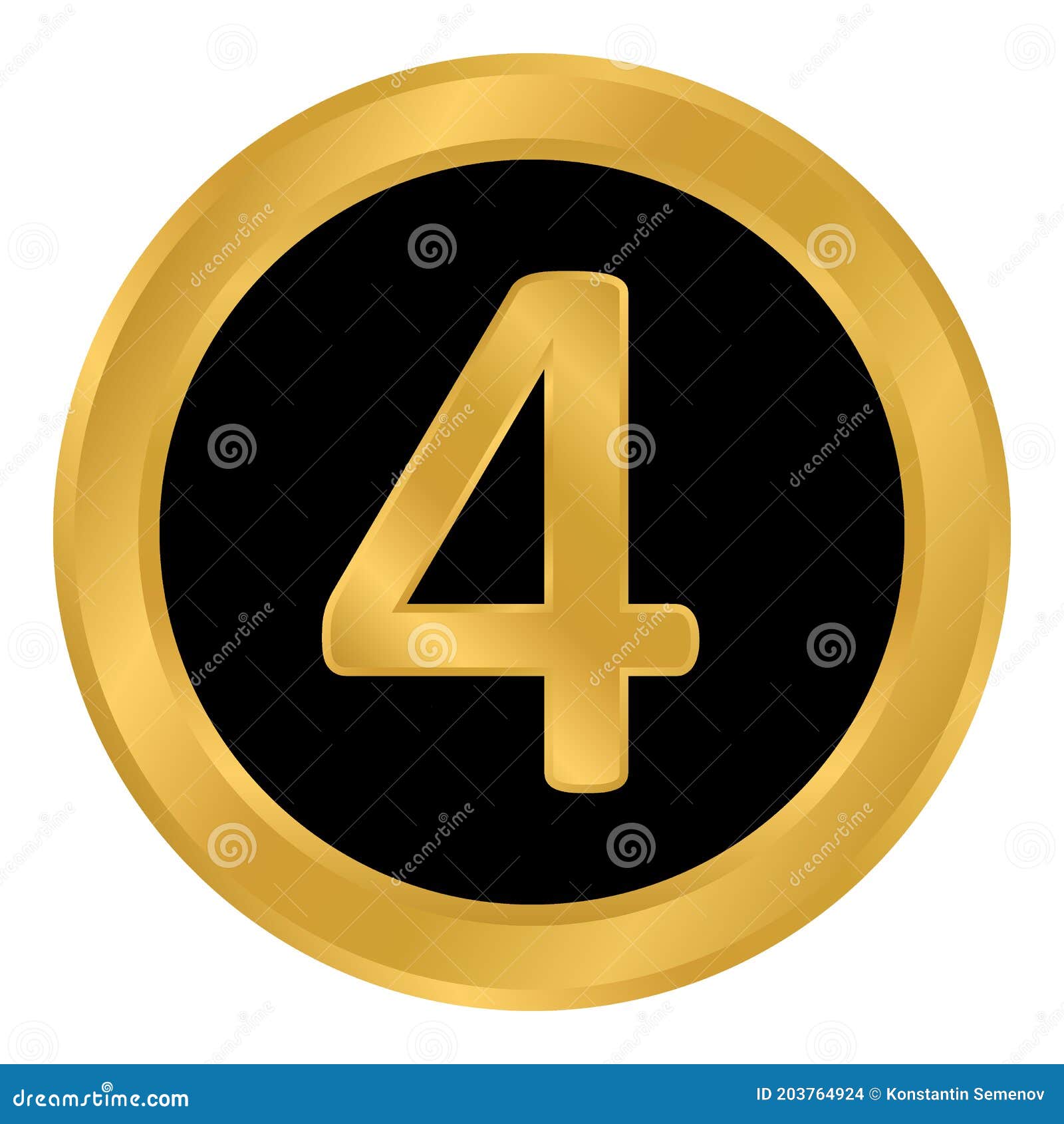 Gold number four button stock illustration. Illustration of button ...