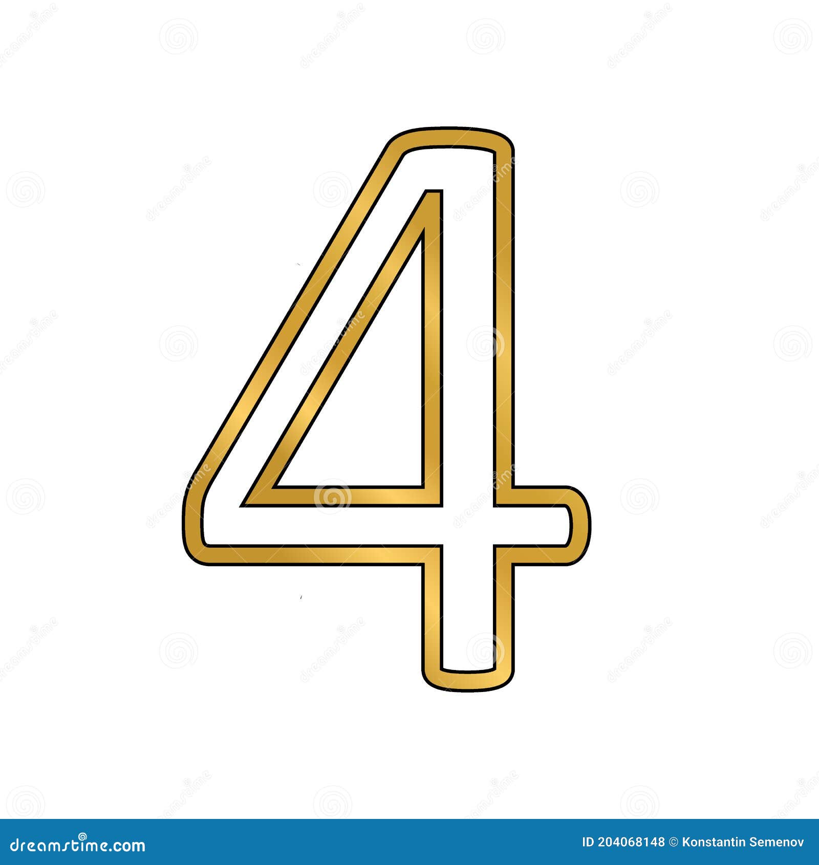 Gold number four symbol stock illustration. Illustration of mathematics ...