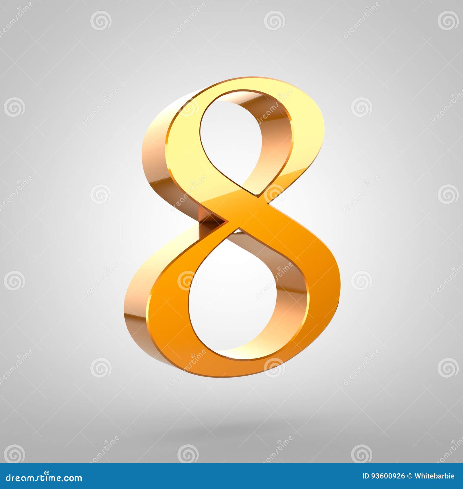 Gold Number 8 Isolated on White Background Stock Illustration ...
