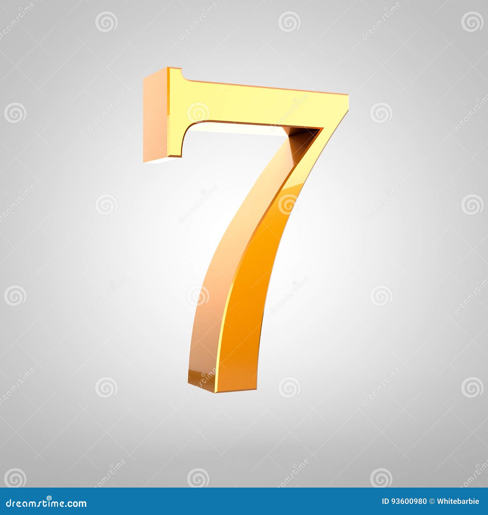 Gold Number 7 Isolated on White Background Stock Illustration ...