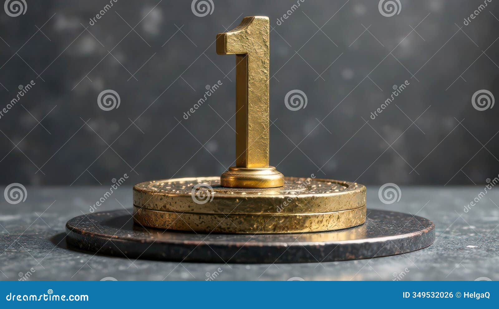 Gold Number One Trophy on Black and Gold Pedestal Stock Illustration ...