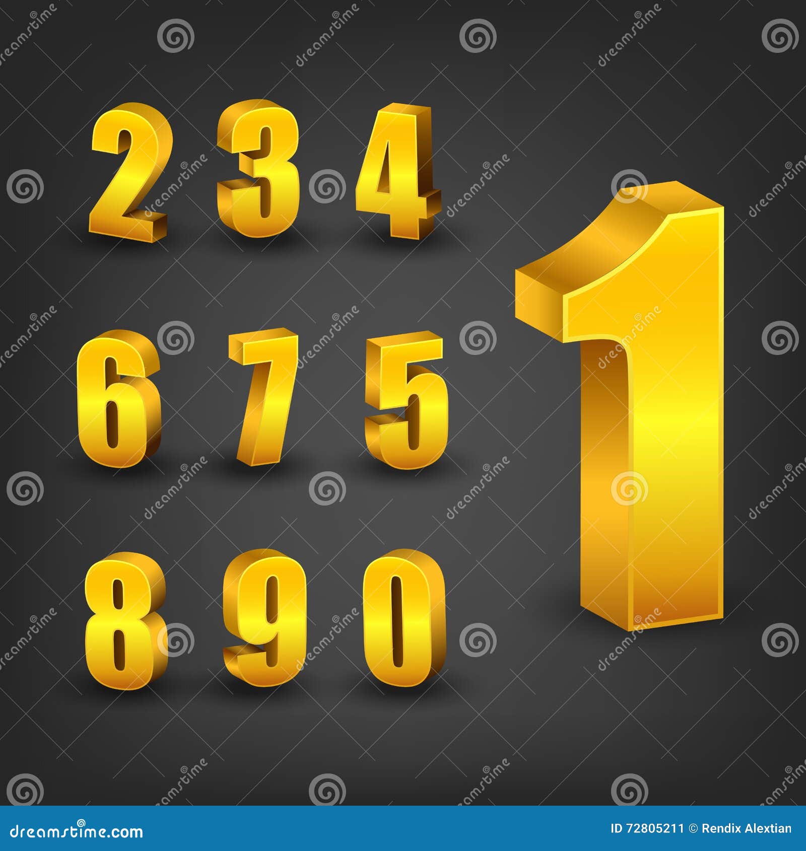Gold number set stock vector. Illustration of graphic - 72805211