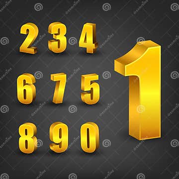 Gold number set stock vector. Illustration of graphic - 72805211