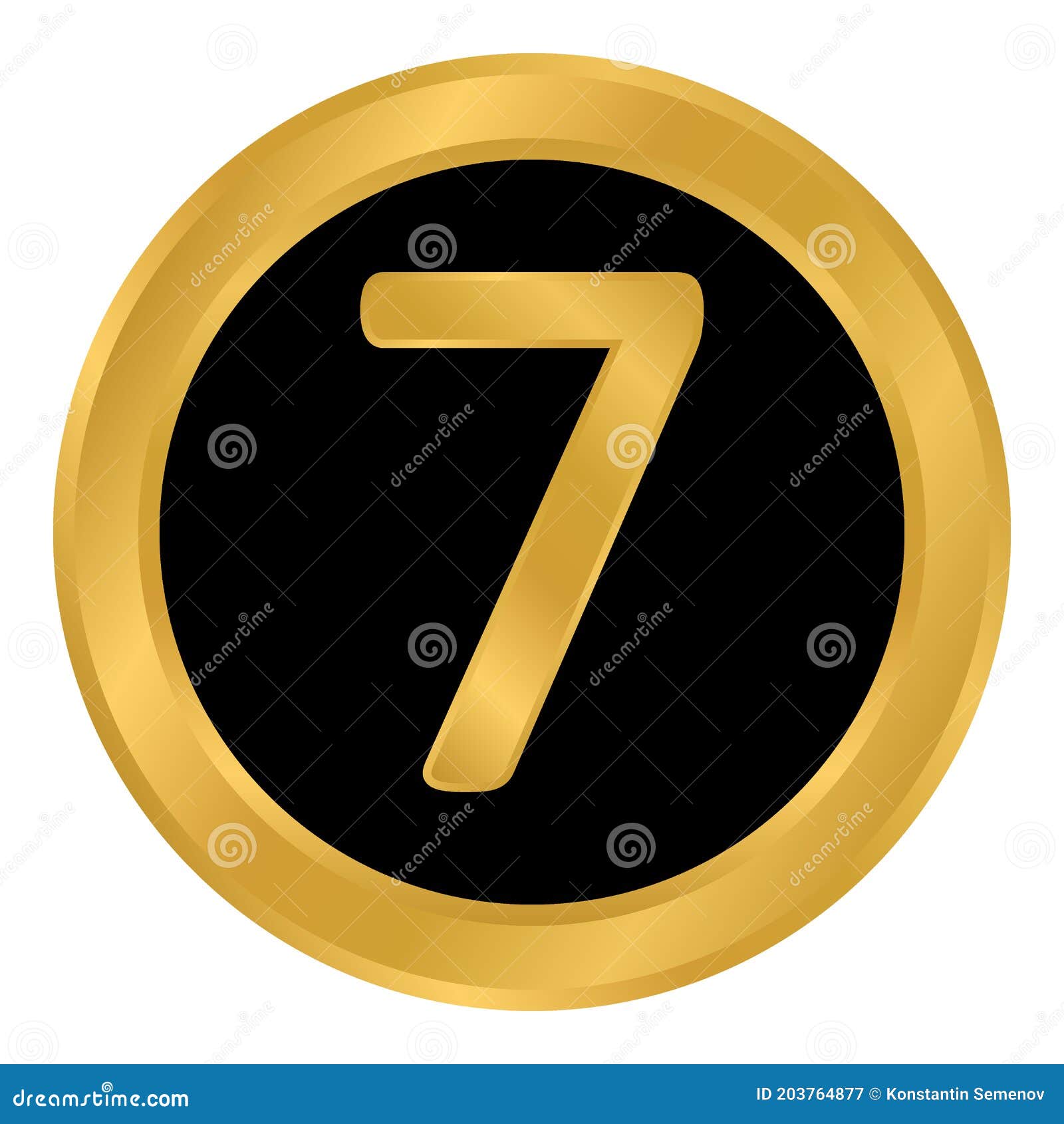 Gold number seven button stock illustration. Illustration of decorative ...