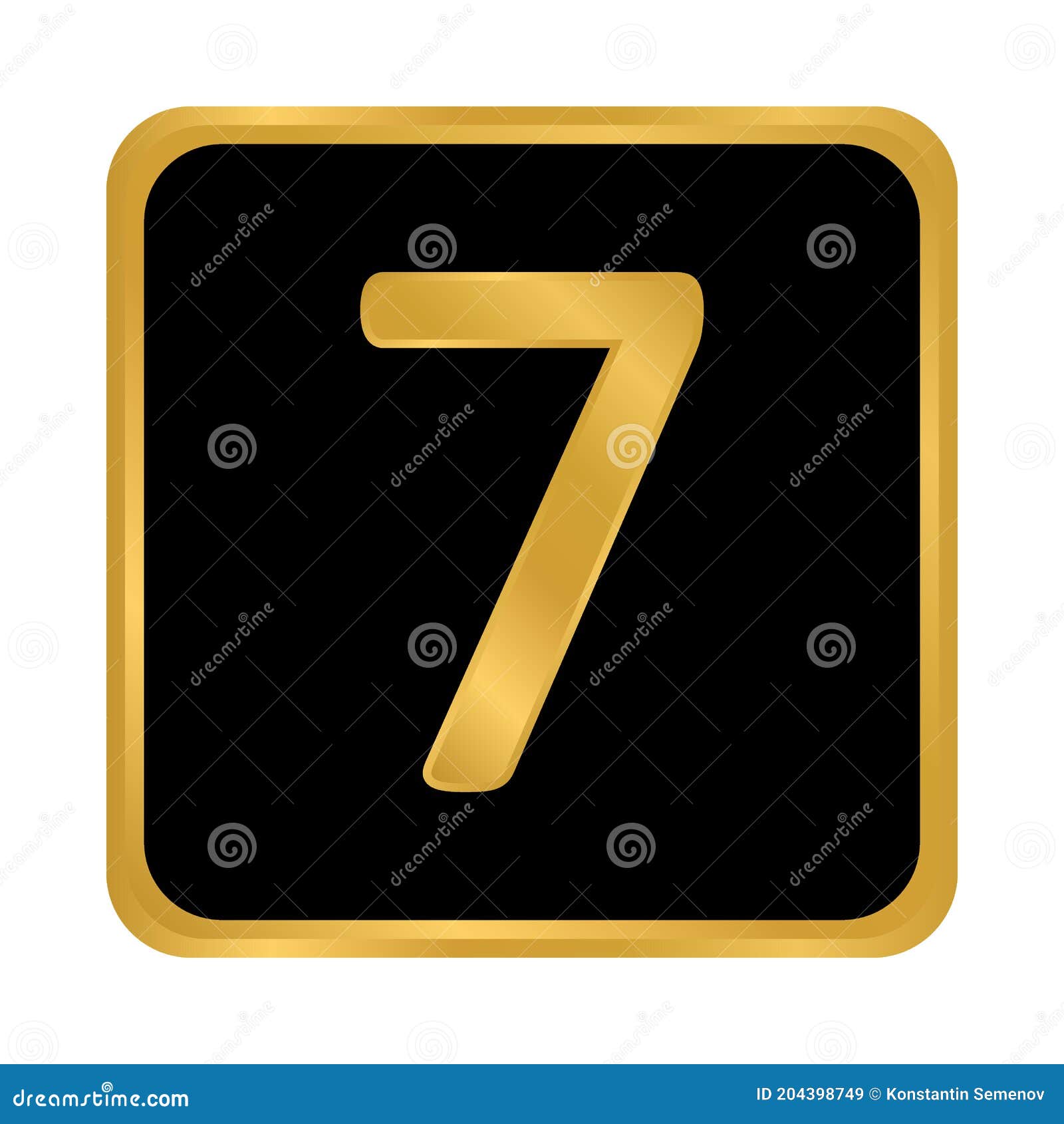 Gold number seven button stock illustration. Illustration of decorative ...