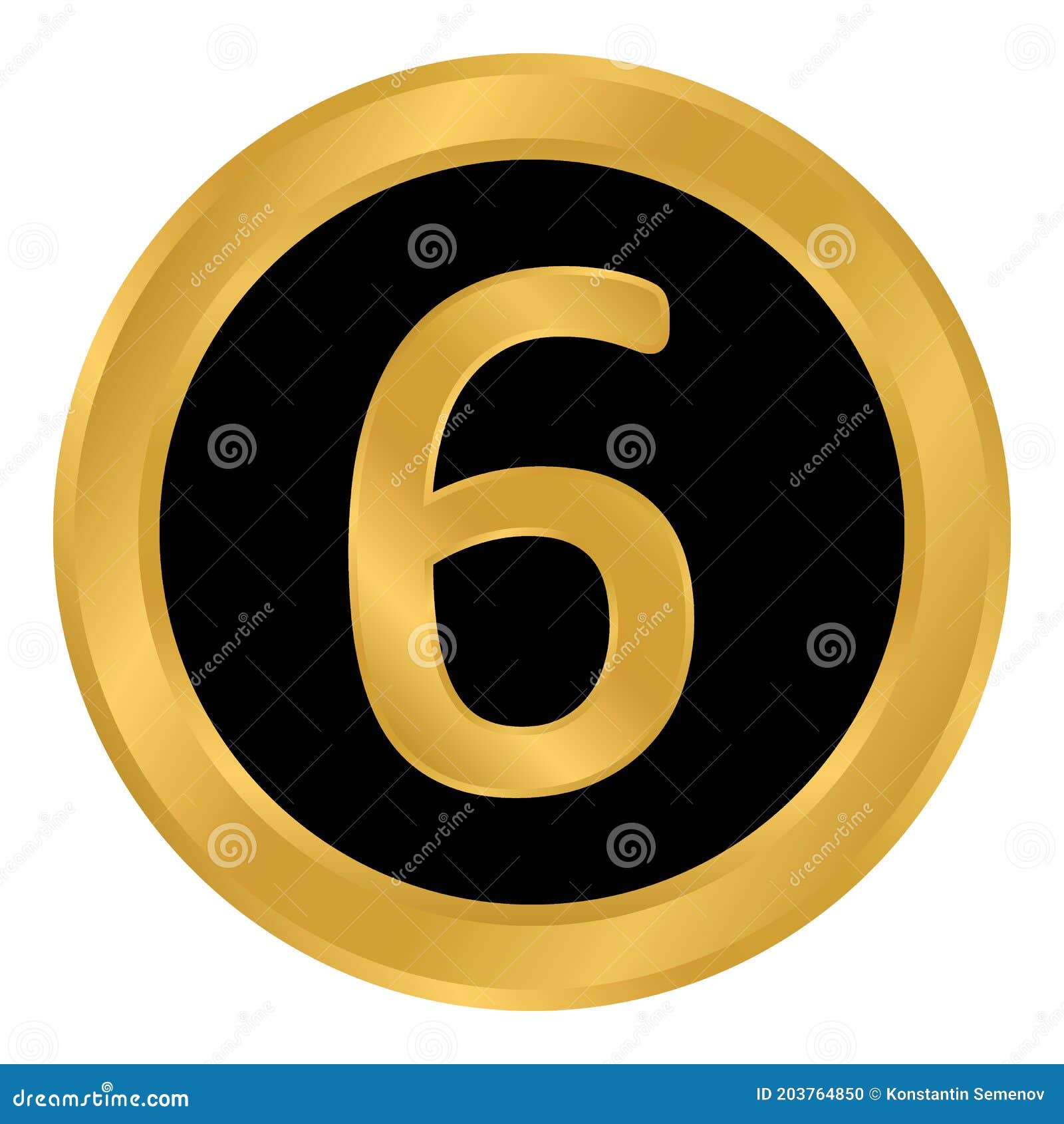 Gold number six button stock illustration. Illustration of computing ...