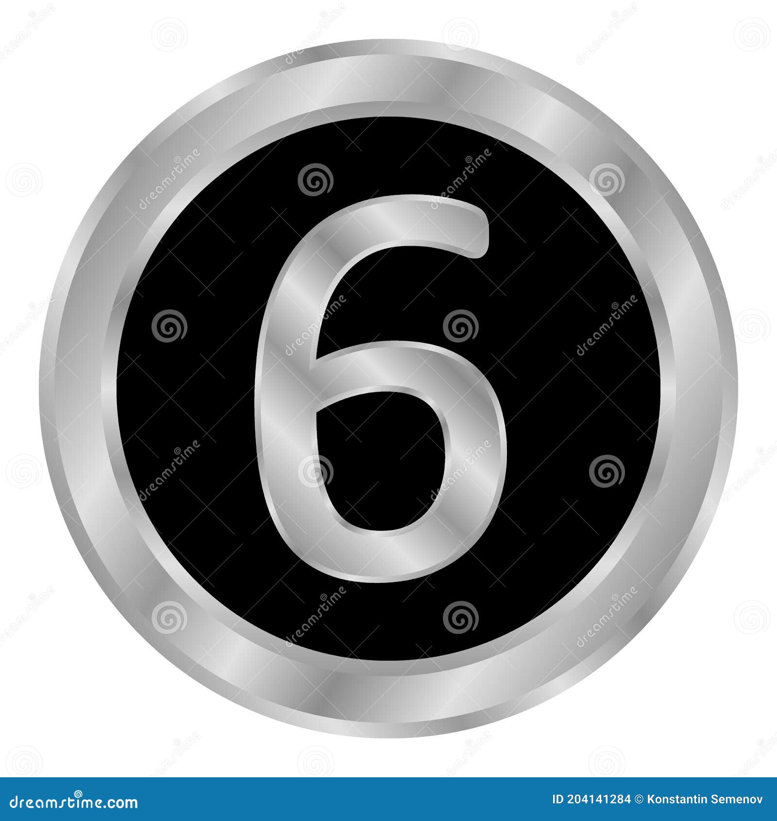 Gold number six button stock illustration. Illustration of icon - 204141284