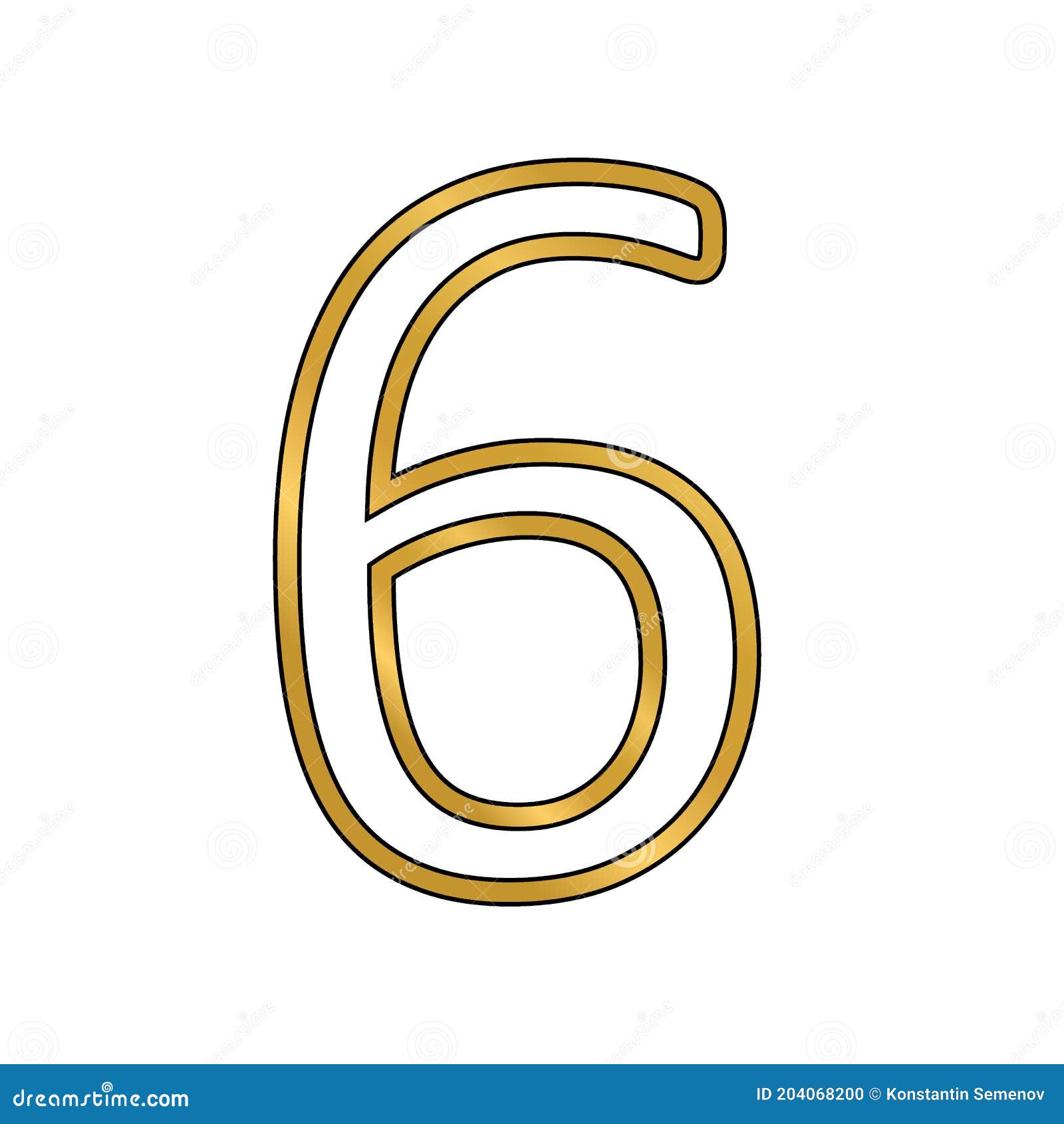 Gold number six symbol stock illustration. Illustration of drawing ...