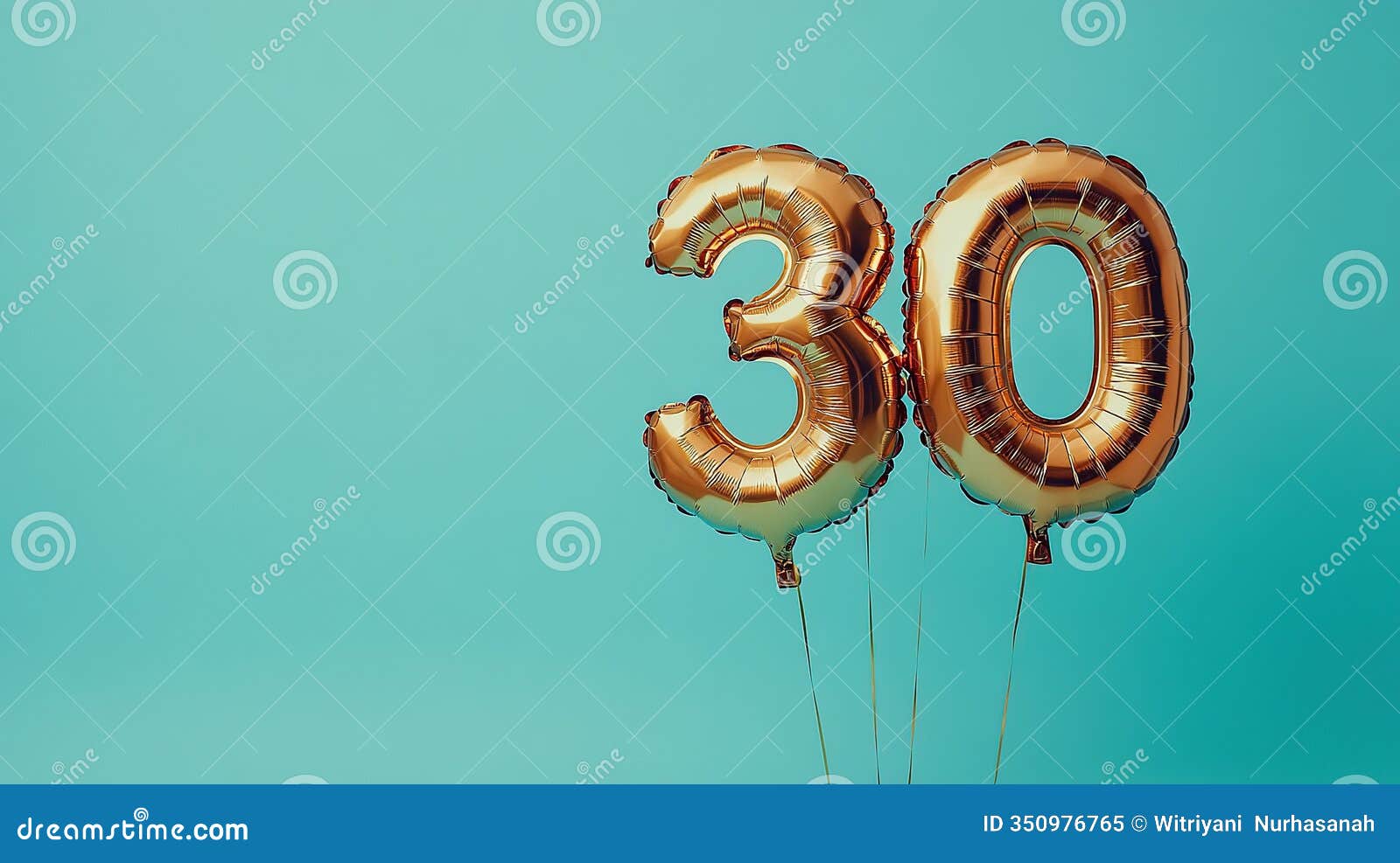 Gold Number Thirty Balloons on a Teal Background Stock Illustration ...